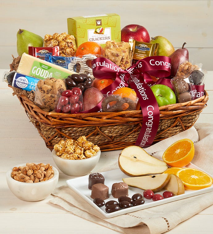 Congratulations Fruit & Sweets Gift Basket Deluxe