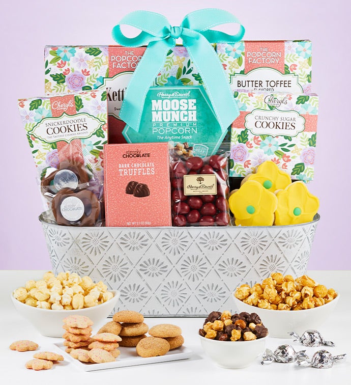 Full Bloom Sweet Treats Basket | 1800Baskets.com